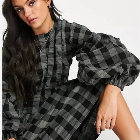 ASOS | Dresses | Asos Design Dropped Shoulder Super Oversized Smocked Midi Dress In Khaki ...